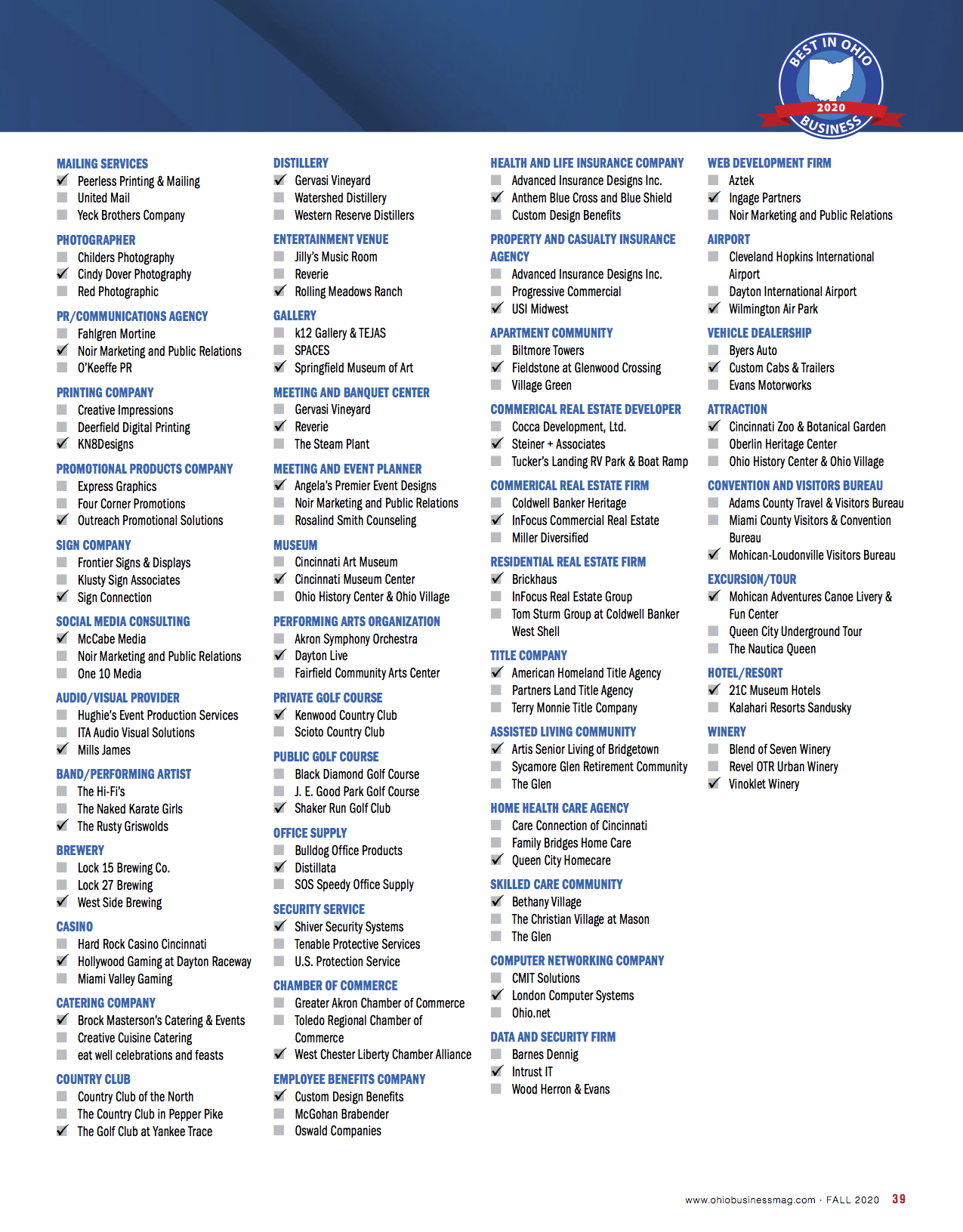 Best in Ohio Business 2020 – Ohio Business Magazine